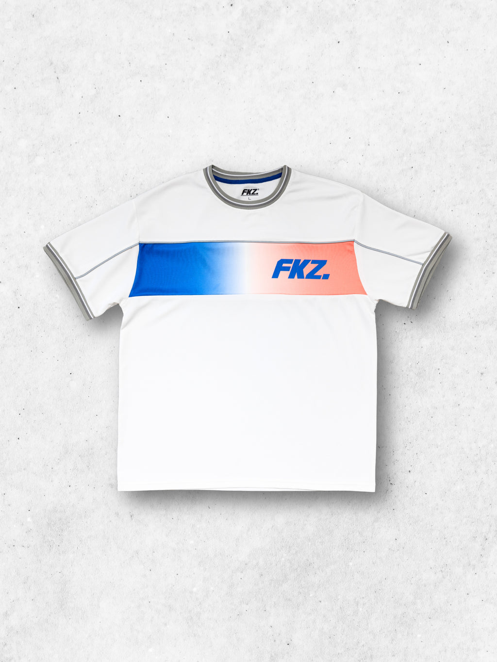 FKZ. CREWNECK TEE - WHITE/BLUE/CORAL – FKZ ACTIVE